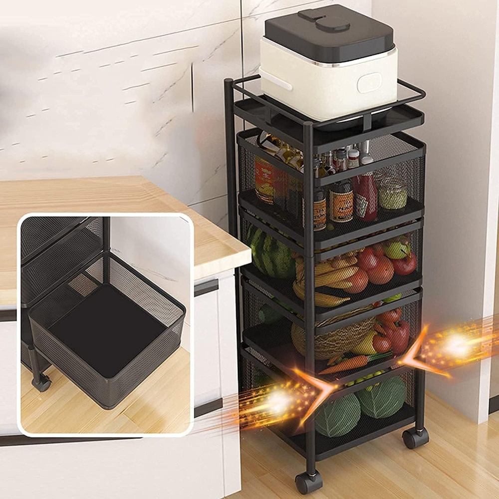 Raft patrat cu 4 etaje, suport mobil cu sertare rotative, organizator ...