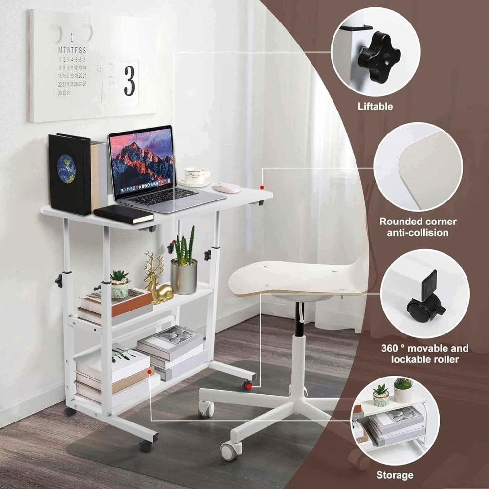 Birou reglabil, birou cu 3 polite, birou multifunctional, masa ...