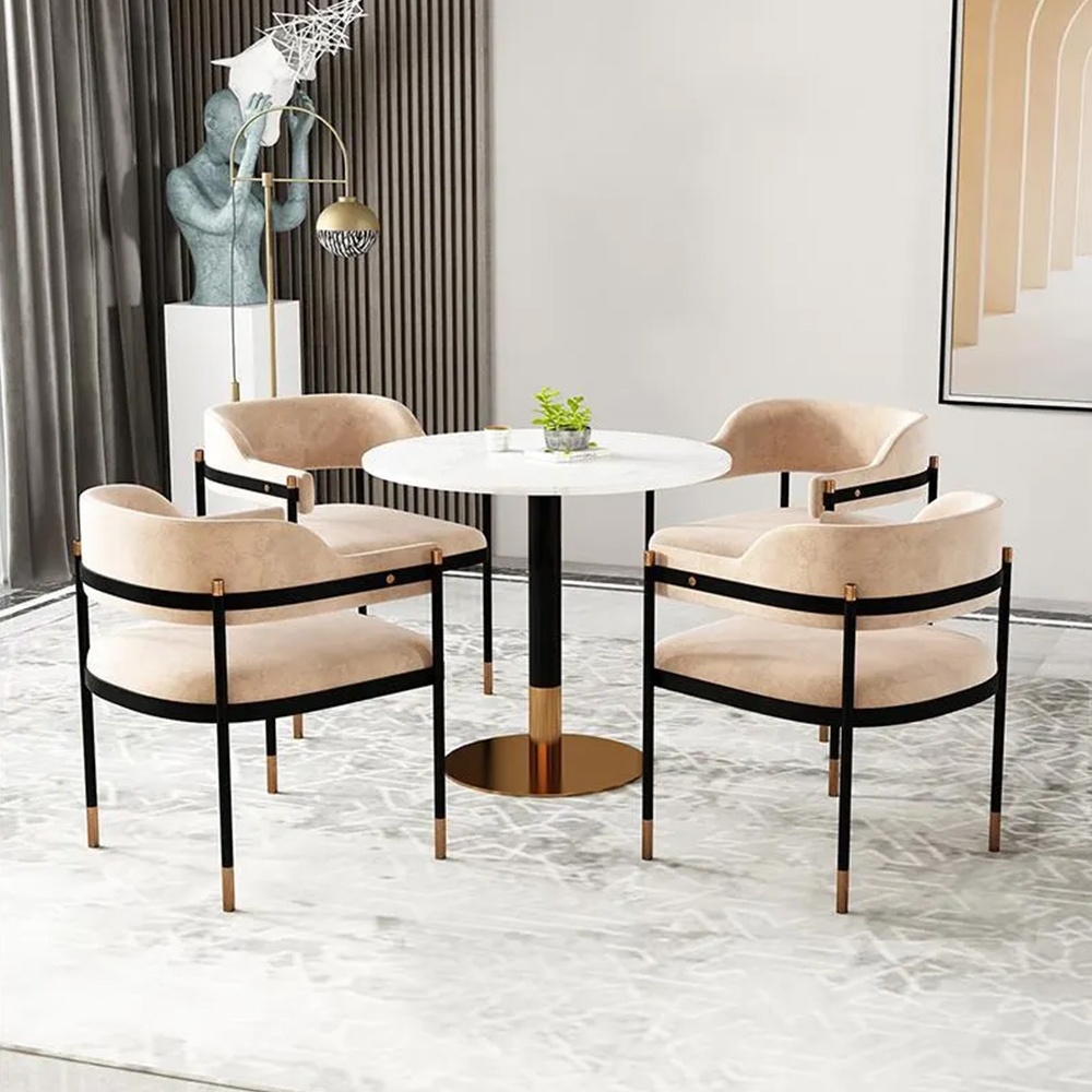 Masa Cocktail 80 x 75 cm Marble Brushed gold, auriu periat si piatra ...