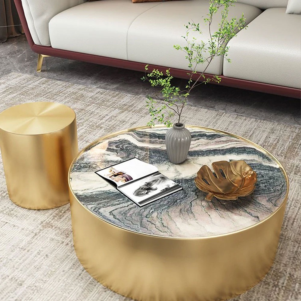 Masa cafea 90 cm marmura compozit, Ischia, Homedit