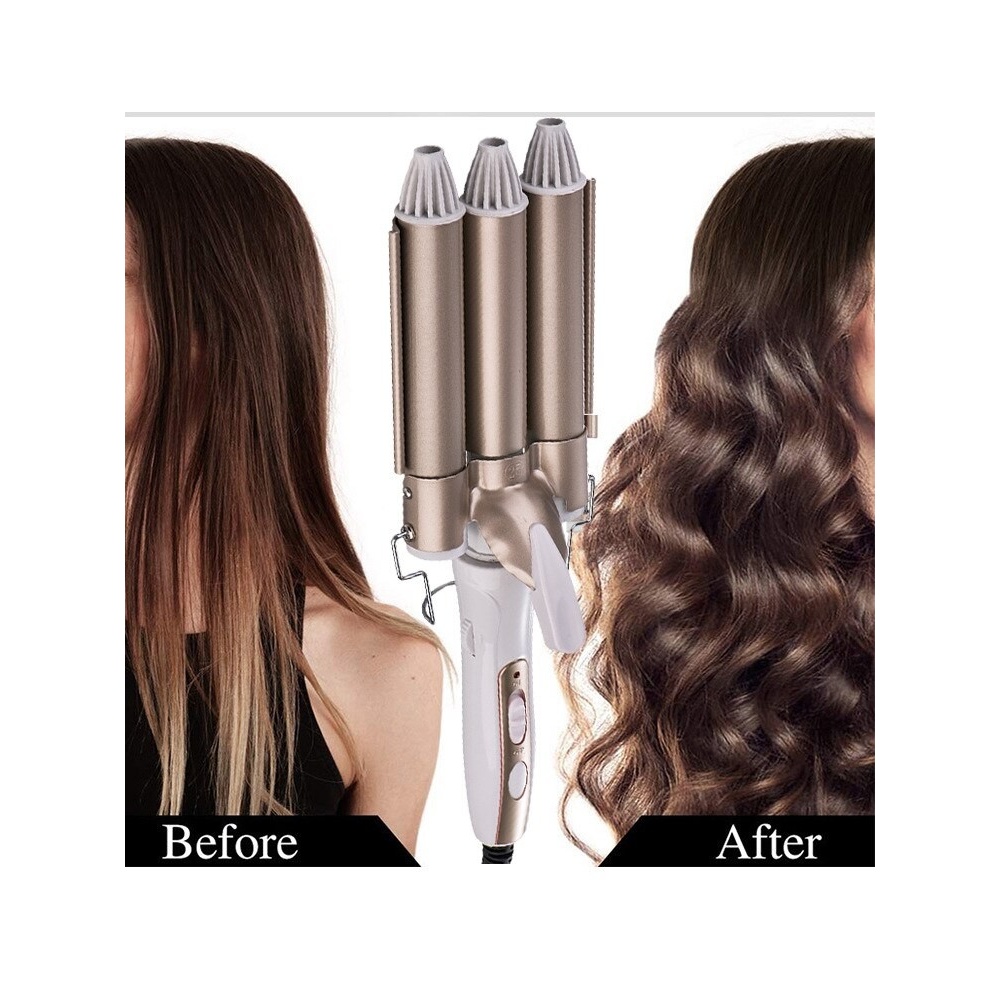 Ondulator in valuri pentru par, ondulator cu 3 tuburi, Homedit